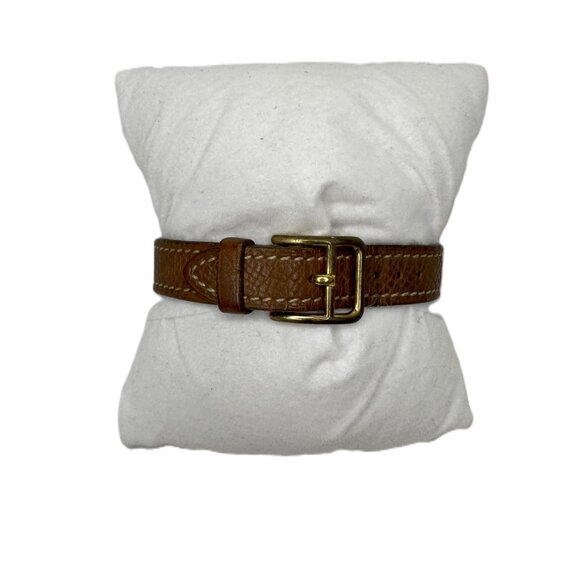 Hermes | Jewelry | Vintage Hermes Kelly H Lock Bracelet Brown Leather ...